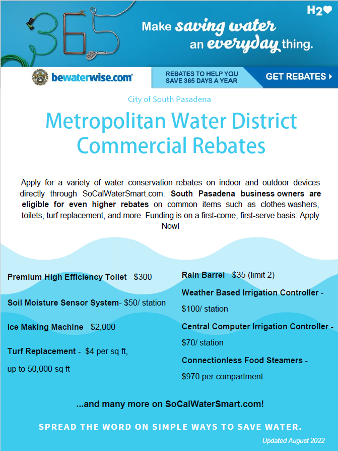 Metropolitan Water District Commercial Rebates | City Hall Scoop