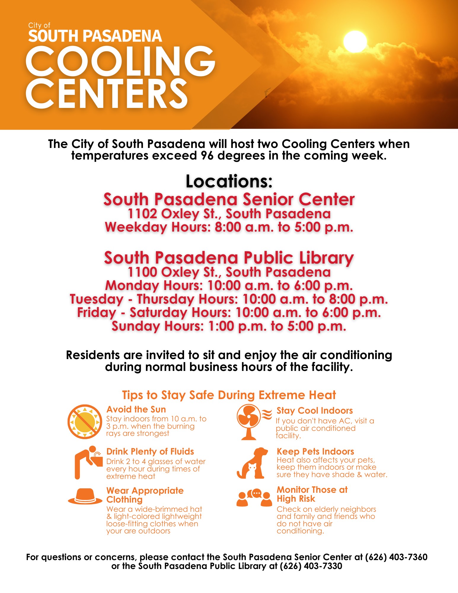 Reminder: Cooling Centers in South Pasadena | City Hall Scoop
