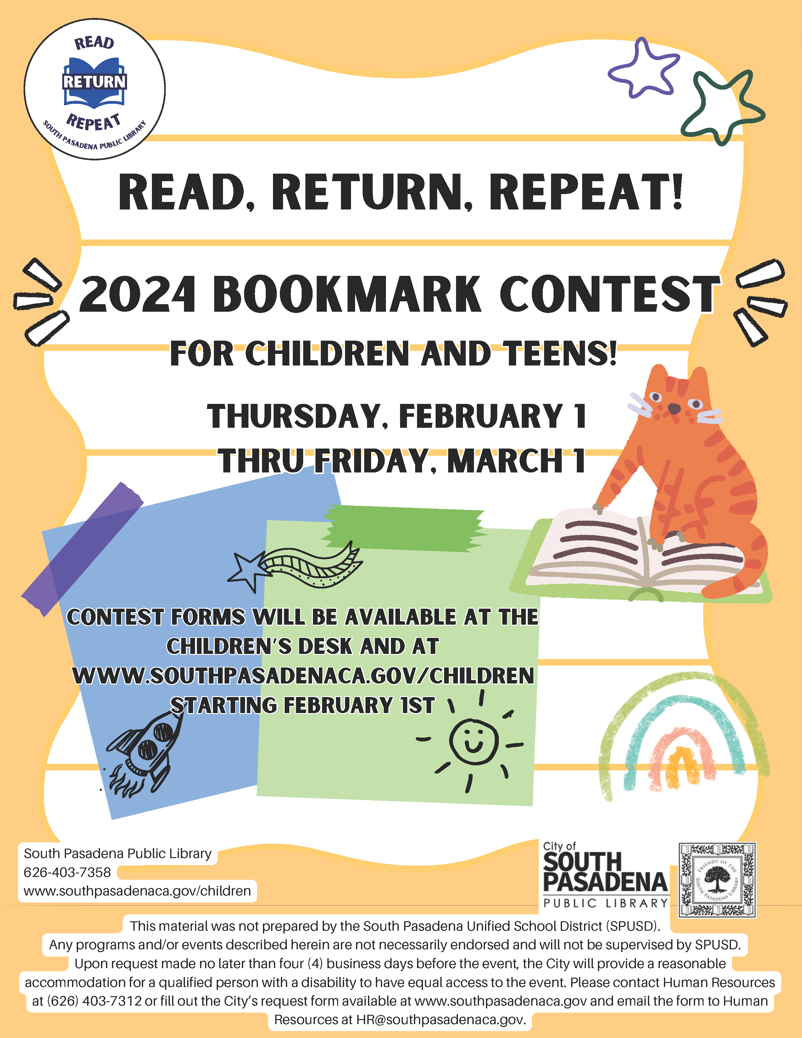 South Pasadena Library – Bookmark Contest! | City Hall Scoop
