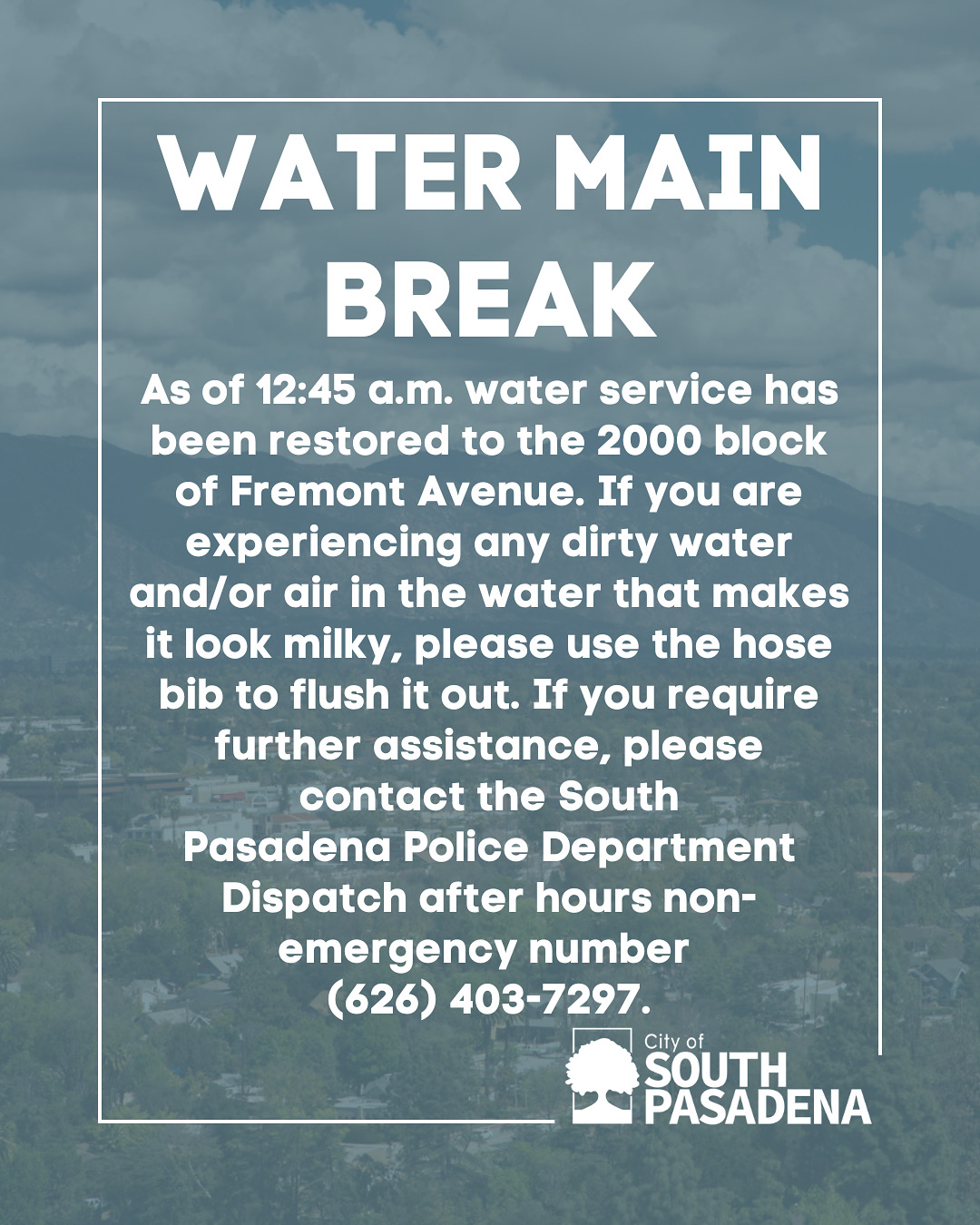 Water Main Break Update: 2000 block of Fremont Avenue | City Hall Scoop
