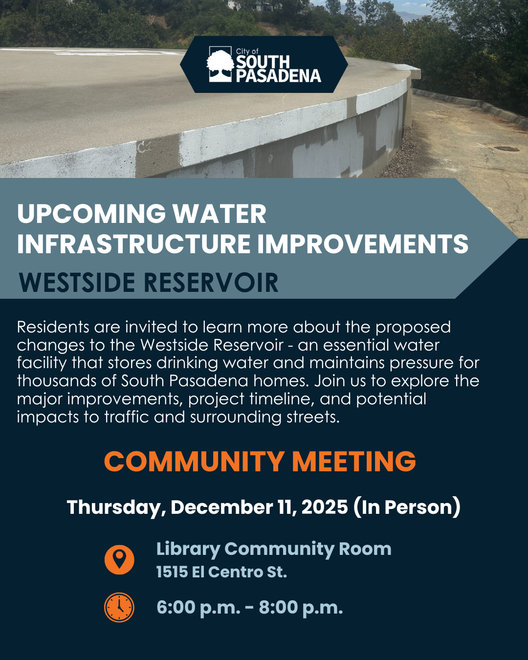 Community Meeting: Westside Reservoir Improvements | City Hall Scoop