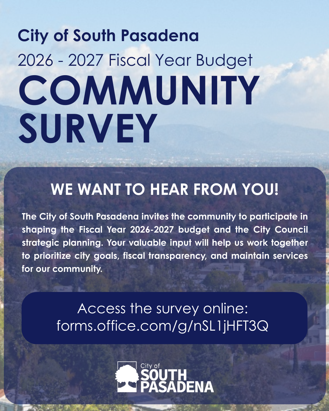 Take Part in our Community Survey for Fiscal Year 2026-2027! | City ...